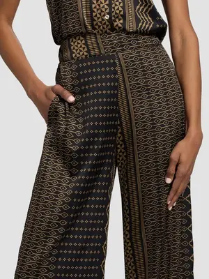 Misa Izzie Geometric-print Wide-leg Pants
