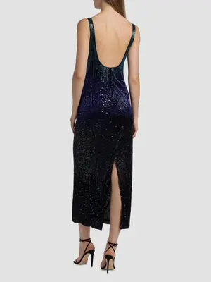 Halston Embellished Sleeveless Midi-dress