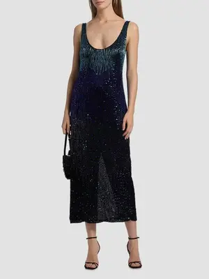 Halston Embellished Sleeveless Midi-dress