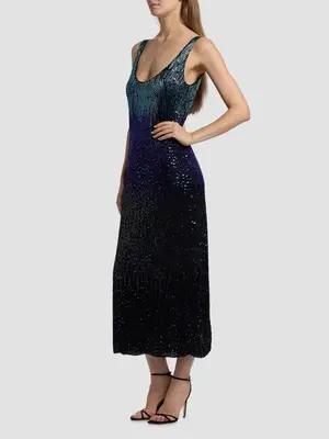 Halston Embellished Sleeveless Midi-dress