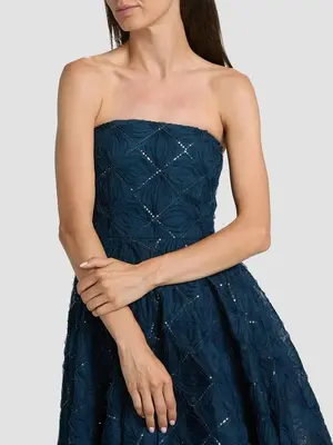 Theia Anna Strapless Tulle Tea-length Dress