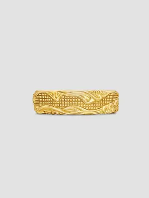 David Yurman Waves Band Ring In 18k Yellow 7mm