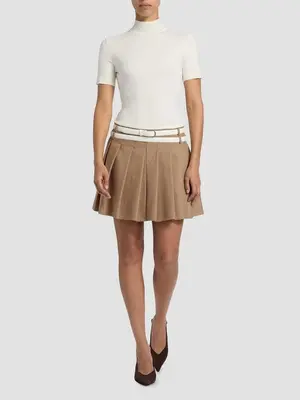 Simkhai Abbie Mixed-media Belted Minidress