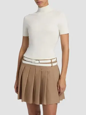 Simkhai Abbie Mixed-media Belted Minidress