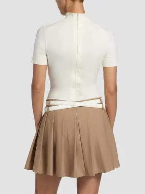 Simkhai Abbie Mixed-media Belted Minidress