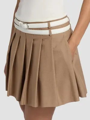 Simkhai Abbie Mixed-media Belted Minidress