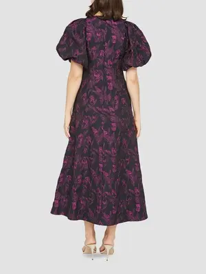 KAY UNGER Grace Floral Jacquard Fit & Flare Midi-dress