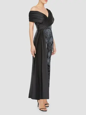 Theia Kelly Beaded Column Midi-dress
