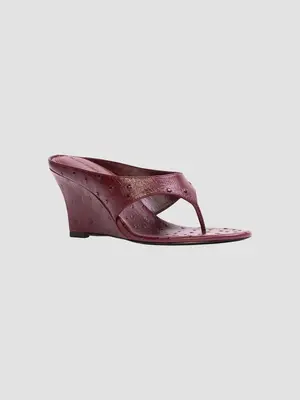 BLACK SUEDE STUDIO Mac 70mm Wedge Sandals - Ruby Ostrich Leather