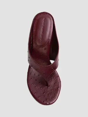 BLACK SUEDE STUDIO Mac 70mm Wedge Sandals - Ruby Ostrich Leather