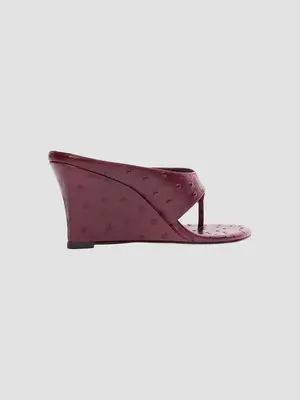 BLACK SUEDE STUDIO Mac 70mm Wedge Sandals - Ruby Ostrich Leather