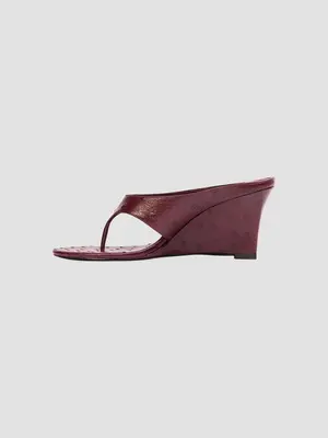 BLACK SUEDE STUDIO Mac 70mm Wedge Sandals - Ruby Ostrich Leather