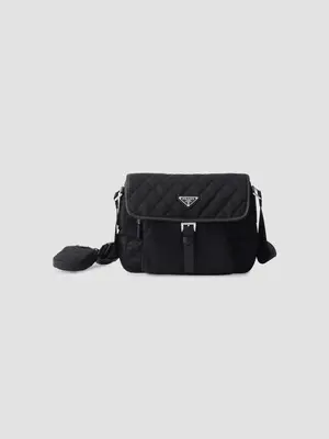 Prada Medium Quilted Nylon Shoulder Bag Black