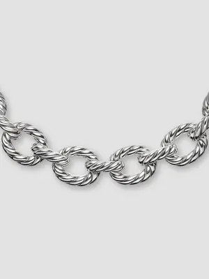 David Yurman Sculpted Cable Oval Link Sterling Necklace
