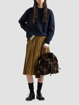 Prada Medium Corduroy And Leather Backpack