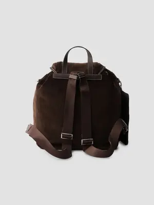 Prada Medium Corduroy And Leather Backpack