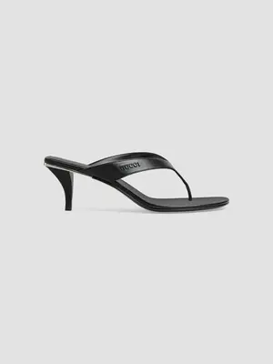 Gucci Vittoria 55mm Leather Thong Sandals Black