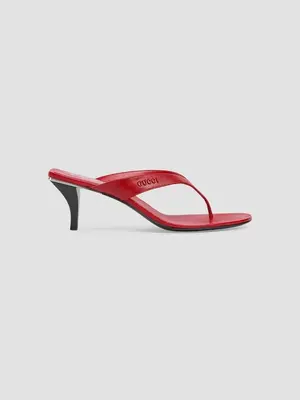 Gucci Vittoria 55mm Leather Thong Sandals - Red