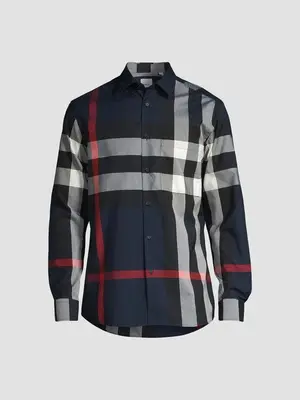 Burberry Summerton Check Button-front Shirt - Navy Check