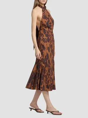 Misa Samara Blotted Leopard-print Mermaid Midi-dress