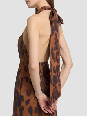 Misa Samara Blotted Leopard-print Mermaid Midi-dress