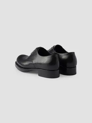 Prada Antiqued Leather Lace-up Shoes - Black