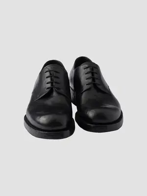 Prada Antiqued Leather Lace-up Shoes - Black