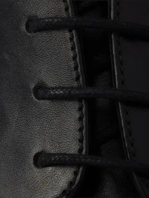 Prada Antiqued Leather Lace-up Shoes - Black