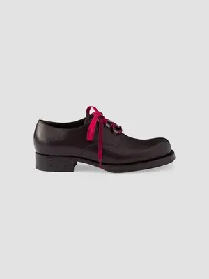 Prada Antiqued Leather Lace-up Shoes - Brown