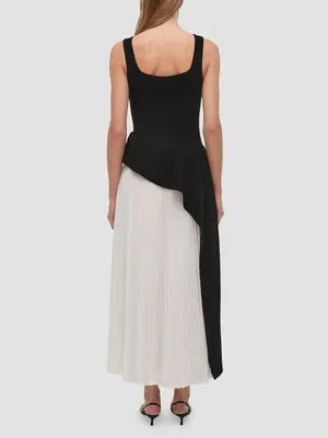 Simkhai Zayla Asymmetric Peplum Pleated Midi-dress