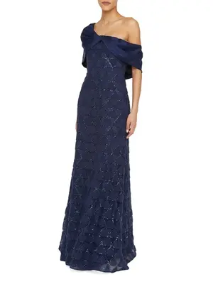 Theia Anabella Textured Tulle Gown