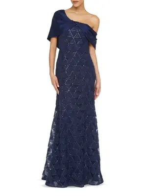 Theia Anabella Textured Tulle Gown