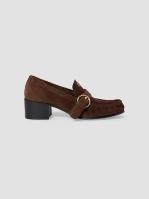 Miu Miu Suede Loafers With Buckle - Brown