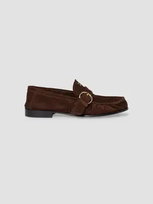 Miu Miu Suede Loafers With Buckle - Brown