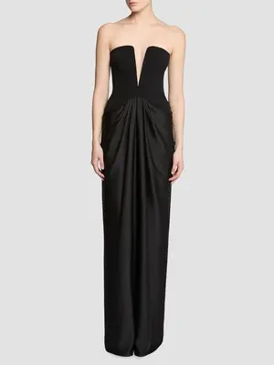 Halston Sanna Stretch-crepe & Satin Strapless Gown
