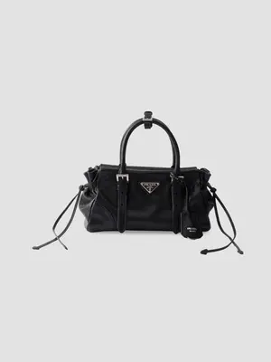 Prada Karin Small Leather Top Handle Bag Black