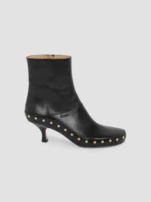 Chloé Junie Studded Leather Ankle Boots - Black