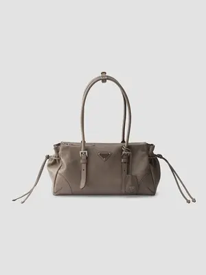 Prada Bonnie Medium Antiqued Leather Tote Bag - Grey