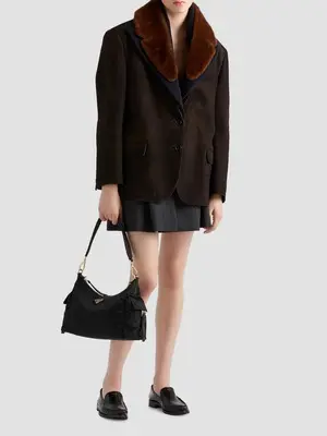 Prada Explore Large Re-nylon And Leather Shoulder Bag - Black