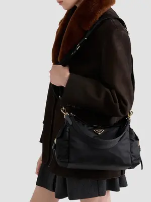 Prada Explore Large Re-nylon And Leather Shoulder Bag - Black