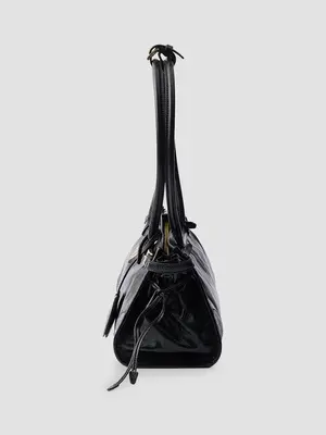 Prada Bonnie Medium Top Handle Leather Bag - Black