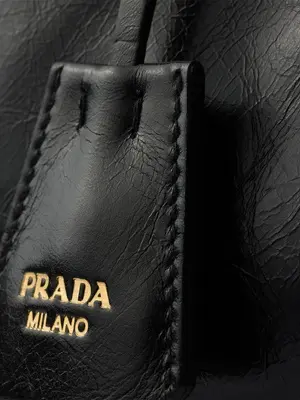 Prada Bonnie Medium Top Handle Leather Bag - Black