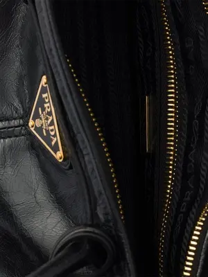 Prada Bonnie Medium Top Handle Leather Bag - Black