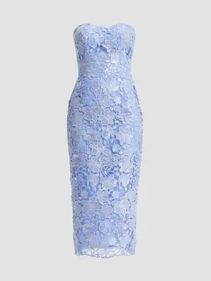 Dress The Population Shailene Floral Lace Strapless Midi Dress