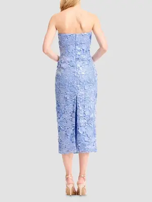 Dress The Population Shailene Floral Lace Strapless Midi Dress