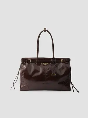 Prada Bonnie Extra-large Leather Top Handle Bag - Dark Brown