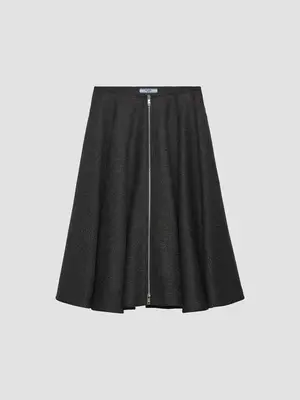 Prada Double Wool Midi-skirt - Grey