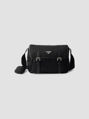 Prada Large Quilted Nylon Shoulder Bag - Black