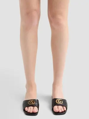 Gucci Double G Leather Sandals - Nero