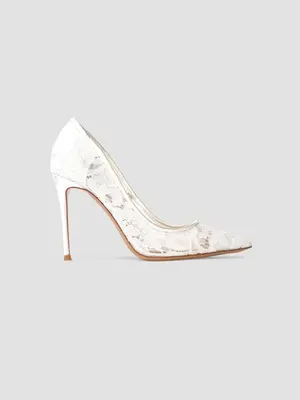 BLACK SUEDE STUDIO Gia 100mm Lace Pumps
